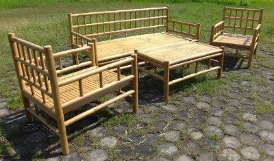 Natural bamboo Set - Σετ Σαλόνι Μπαμπού με πλέξιμο rattan - Natural ...